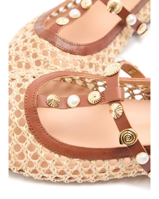 Ancient Greek Sandals Aerati Embellished Raffia Ballet Flats in Brown ...