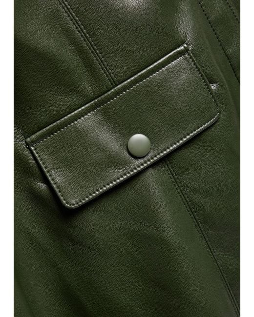 Alice + Olivia Jamie Faux Leather Mini Shirt Dress in Green | Lyst UK