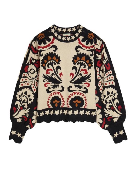 FARM Rio Jacquard Knit Jumper in Black | Lyst UK