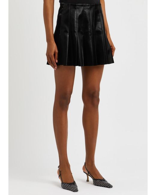Alice Olivia Alice Olivia Carter Pleated Vegan Leather Mini Skirt