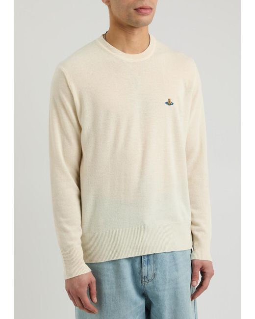 Vivienne Westwood Alex Logo Wool-Blend Jumper in Natural for Men | Lyst