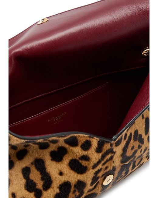 Saint Laurent Envelope-Print Calf-Hair Pouch in Brown | Lyst UK