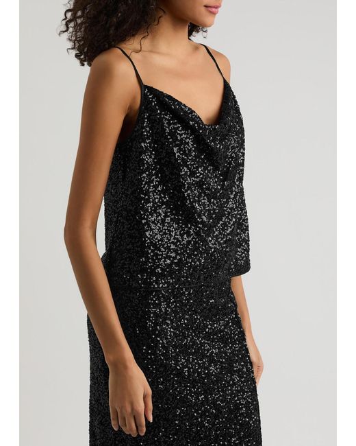 Diane von Furstenberg Berlin Sequin-Embellished Tulle Tank in Black | Lyst