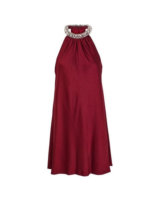 Jonathan Simkhai Hadleigh Embellished Satin Mini Dress in Red | Lyst UK