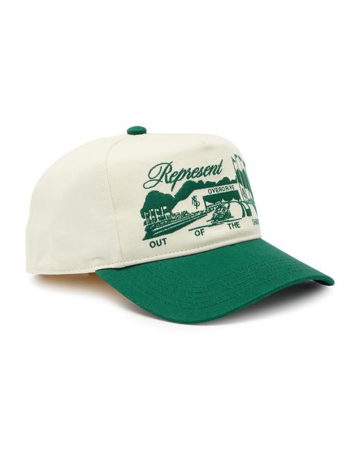 Represent Raceway Embroidered Cotton Cap in Green for Men | Lyst