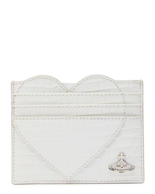 Vivienne Westwood Heart Crocodile-Effect Leather Card Holder in White | Lyst UK
