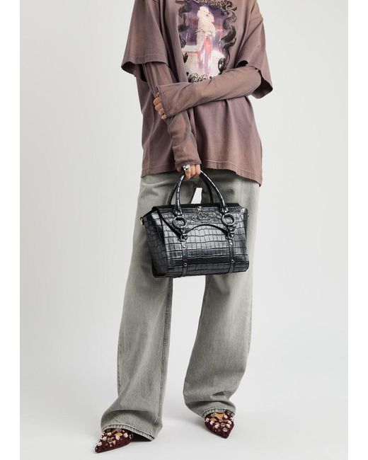 Vivienne Westwood Betty Medium Crocodile-Effect Leather Top Handle Bag in Black | Lyst