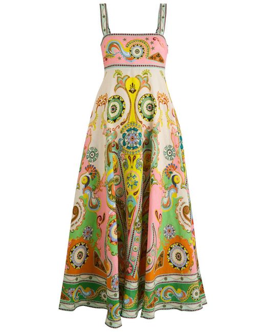 ALÉMAIS Pinball Printed Linen Maxi Dress in White | Lyst