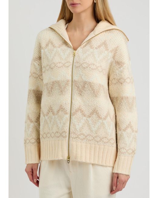 Varley Brooke Fair Isle Intarsia Knitted Jacket in Natural | Lyst