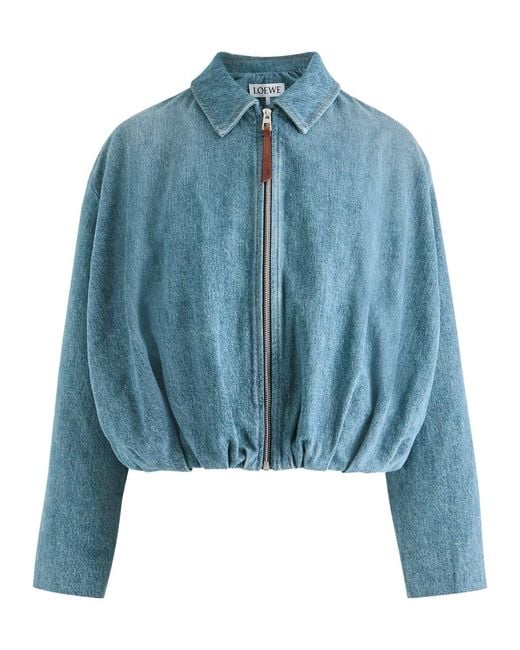 Loewe Gathered Denim Jacket in Blue | Lyst UK