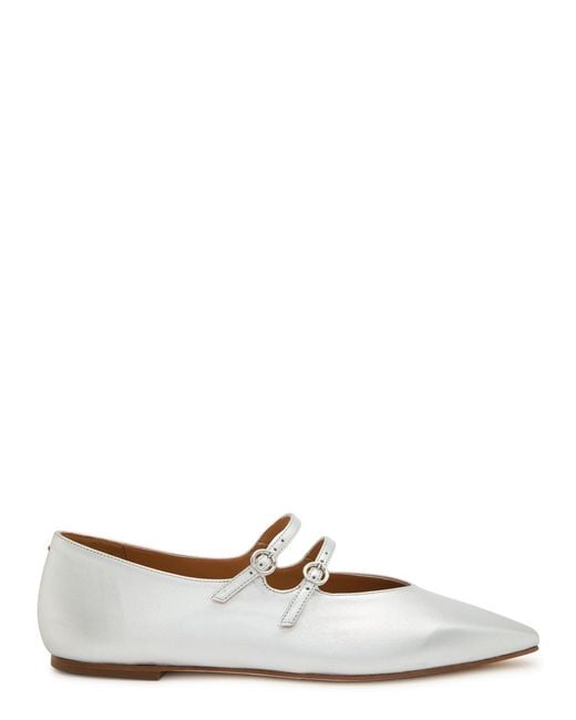 Aeyde Franny Metallic Leather Mary Jane Flats in White | Lyst UK