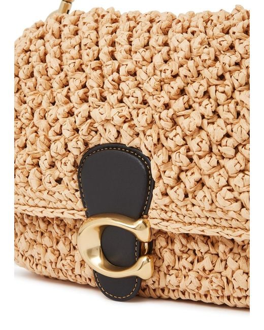 COACH Leather Tabby Sand Textured Straw Cross-body Bag in Natural | Lyst