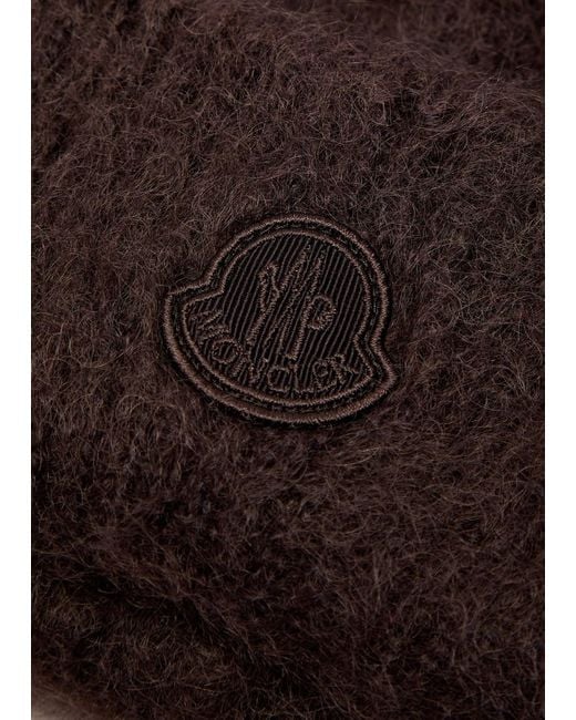 Moncler Logo Mohair-Blend Beanie in Brown | Lyst UK