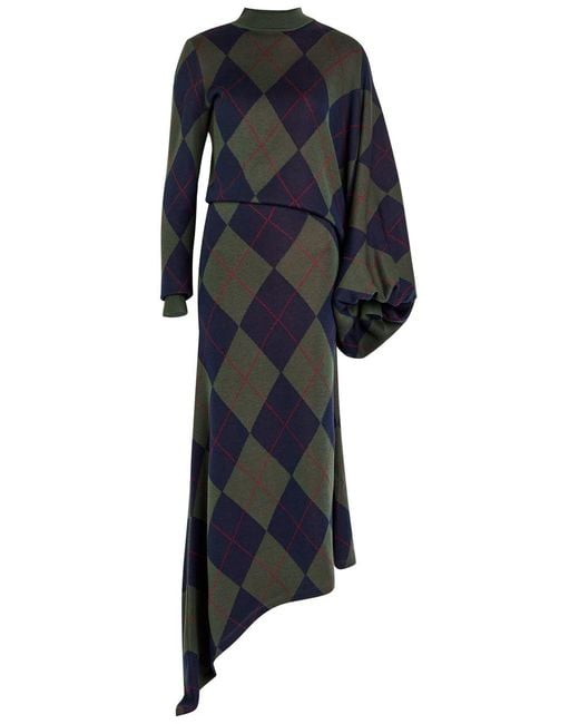 A.W.A.K.E. MODE Asymmetric Merino Wool Maxi Jumper Dress in Blue | Lyst UK