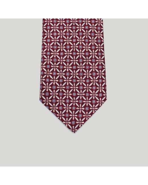 Harvie & Hudson Burgundy Symmetric Printed Silk Tie in Red for Men ...