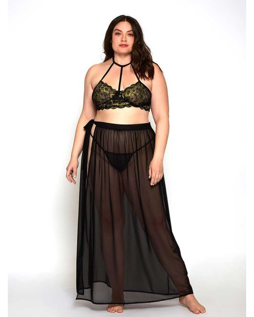 Icollection Karina Plus Size Halter Bra Set In Black Lyst