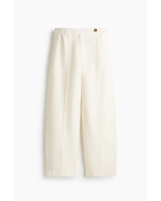 Pantalon Barrel En Lin Mélangé H&M en coloris Blanc | Lyst