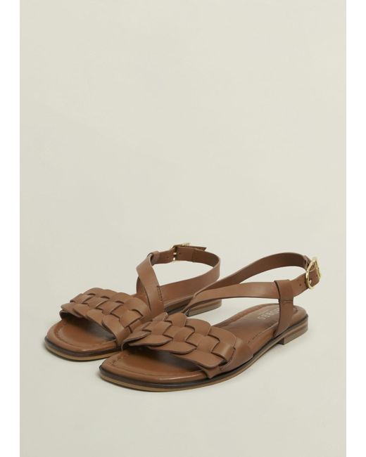 Hobbs Vera Leather Sandals in Natural | Lyst UK