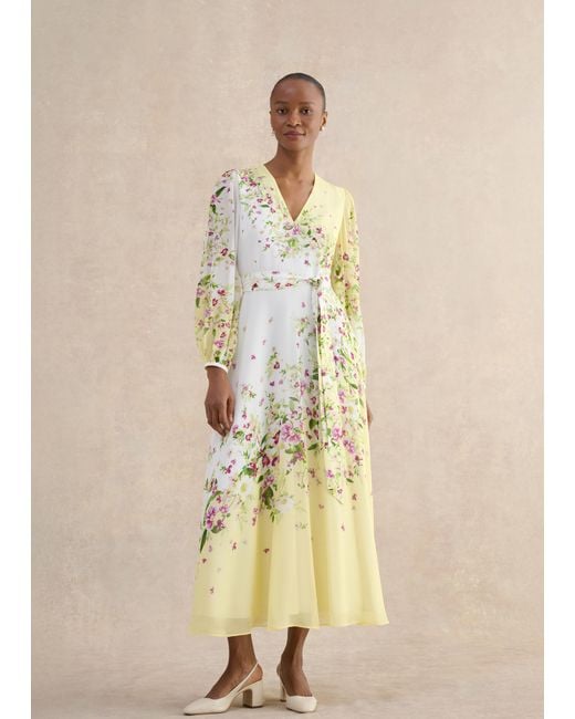 Hobbs Ariel Floral Silk Dress in Natural | Lyst UK