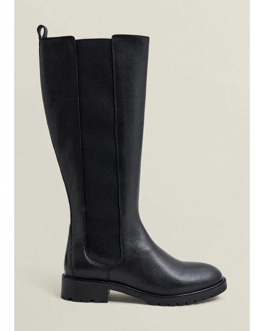 Hobbs Perrie Leather Knee Boots in Black | Lyst UK