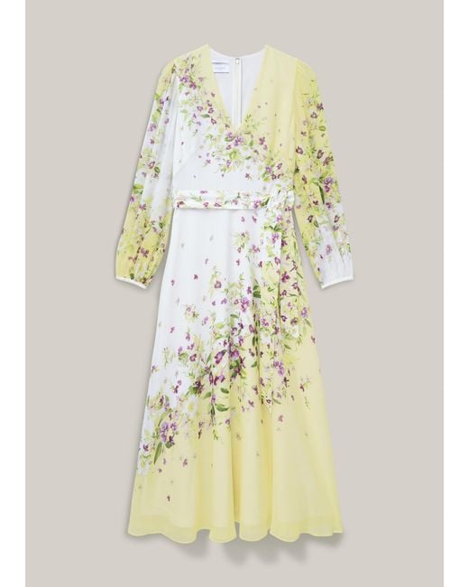 Hobbs Ariel Floral Silk Dress in Natural | Lyst UK