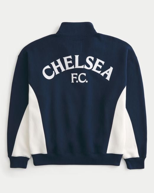 Hollister Chelsea F.c. Graphic Quarter-zip Sweatshirt in Blue for Men ...