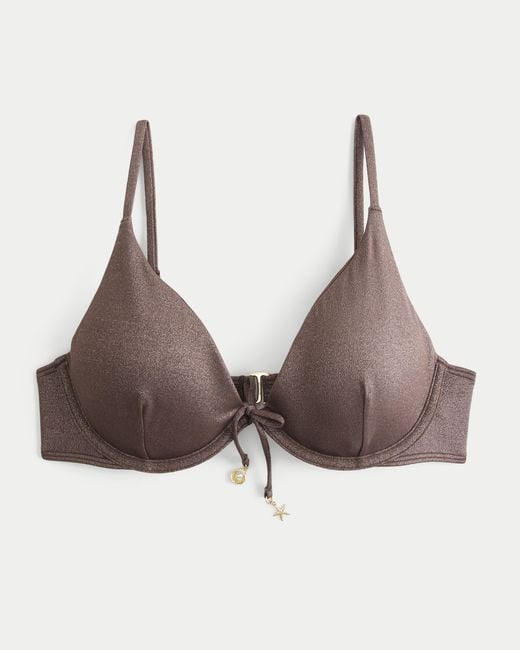 Hollister Shimmer Charm Underwire Bikini Top in Brown | Lyst UK