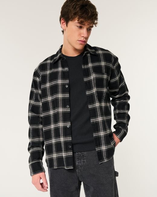Hollister Flannel Shirt in Black for Men Lyst UK