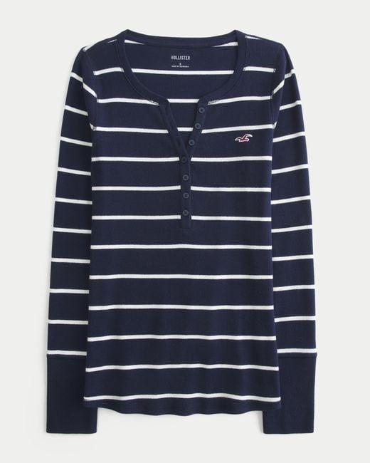 Hollister Long-sleeve Icon Henley in Blue | Lyst UK