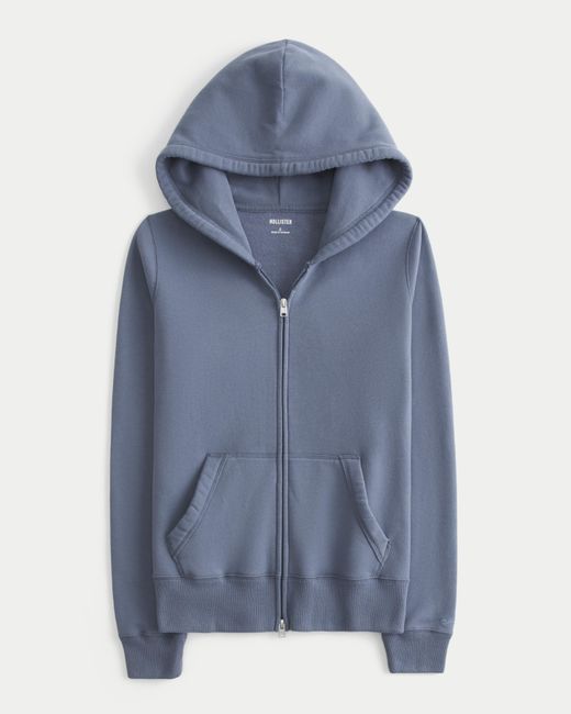 Hollister Zip-up Hoodie in Blue | Lyst UK