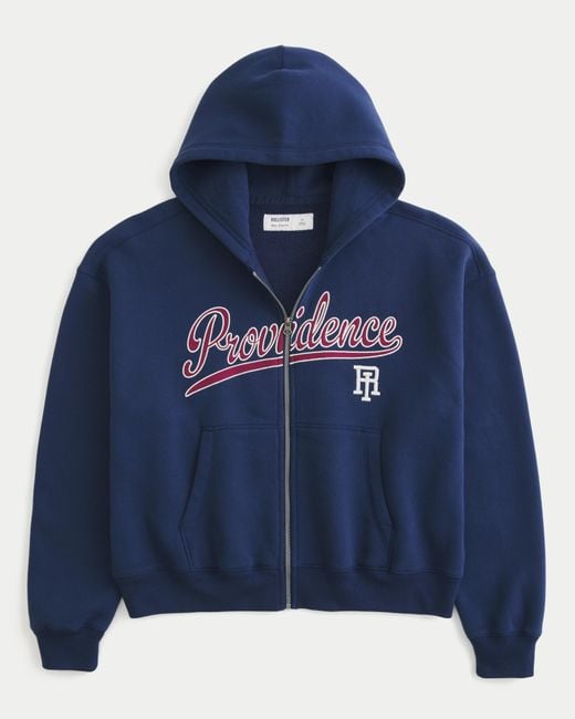 Hollister Boxy Crop Providence Rhode Island Graphic Zip up Hoodie in Blue for Men Lyst UK