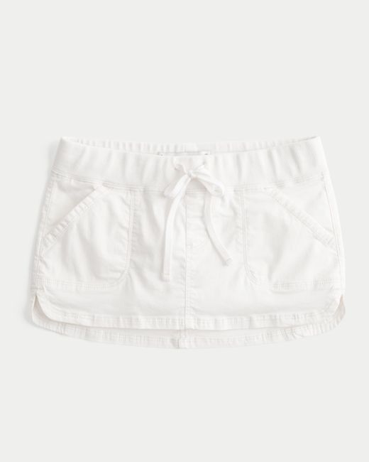 Hollister Ultra Low-rise Twill Micro Mini Skort in Natural | Lyst UK