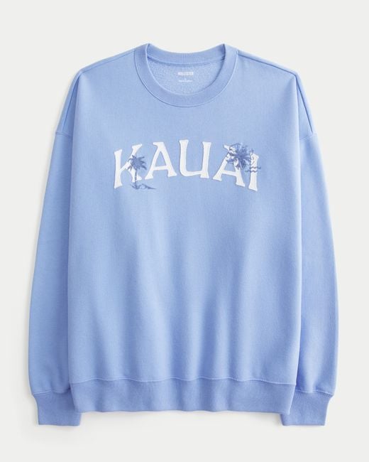 Hollister Oversized Kauai Graphic Crew Sweatshirt in Blue Lyst UK