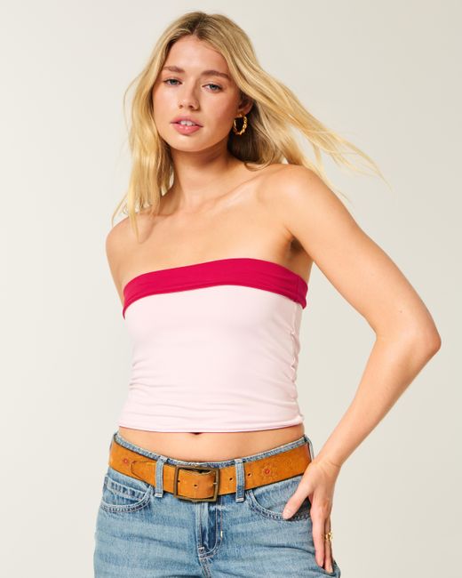 Hollister Taylor Seamless Fabric Reversible Tube Top in Red | Lyst UK