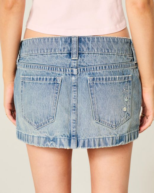 Hollister Ultra Low-rise Denim Micro Mini Skort in Blue | Lyst UK