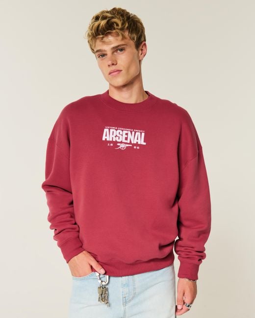 Hollister Boxy Arsenal Fc Graphic Crew Sweatshirt in Red for Men | Lyst UK