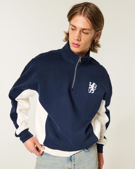 Hollister Chelsea F.c. Graphic Quarter-zip Sweatshirt in Blue for Men ...