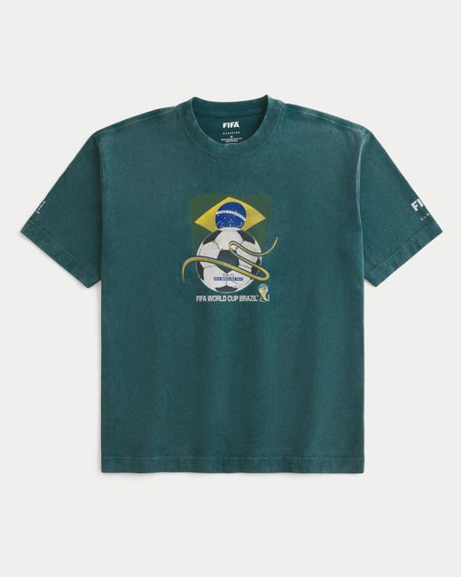 Hollister Boxy Heavyweight Fifa World Cup Brazil Graphic Tee in Green ...