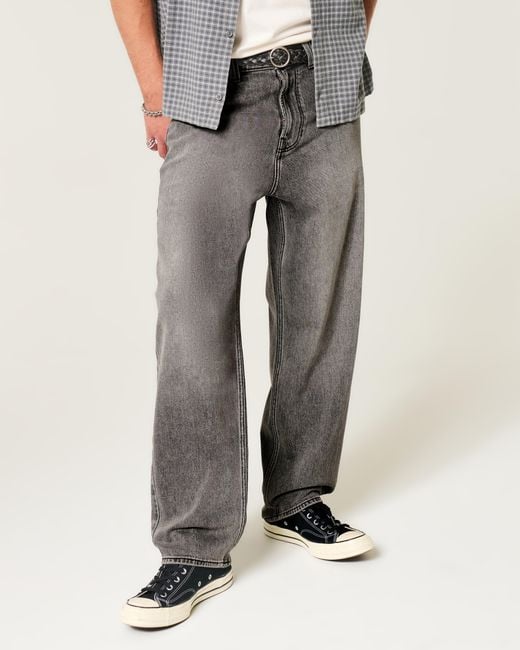 Hollister Grey Snake Embroidery Skater Baggy Jeans in Grey for Men ...