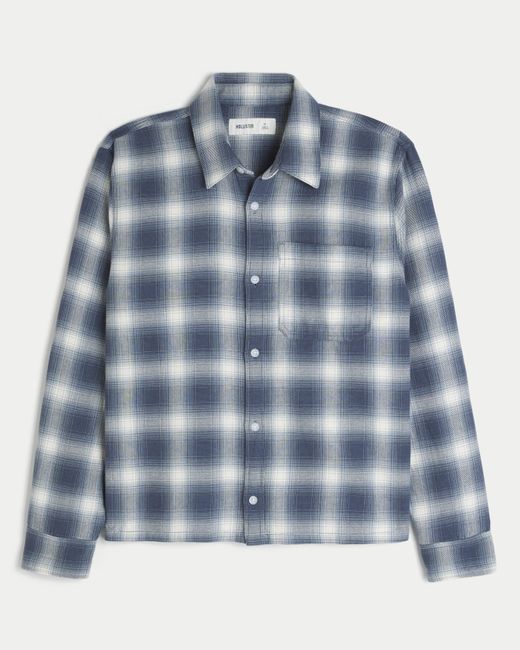 Hollister Boxy Flannel Shirt in Blue for Men | Lyst UK