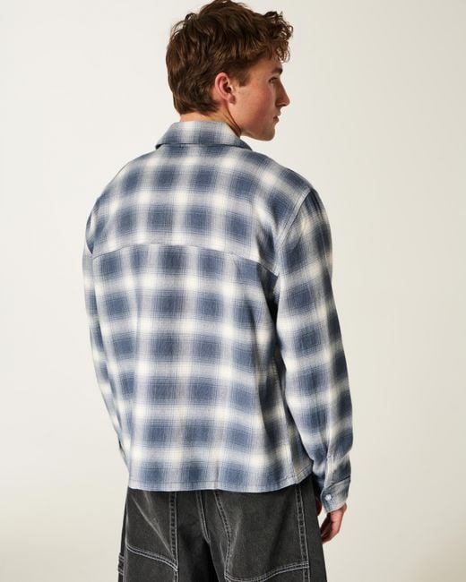 Hollister Boxy Flannel Shirt in Blue for Men | Lyst UK