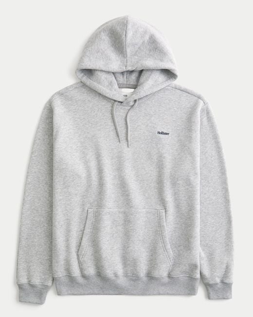 Hollister Relaxed Logo Hoodie in Grey for Men Lyst UK