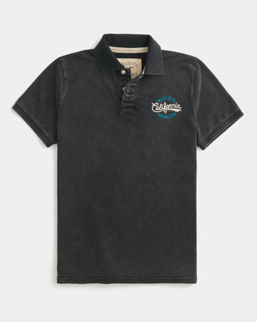 Hollister Vault Release Logo Graphic Polo in Black for Men | Lyst UK