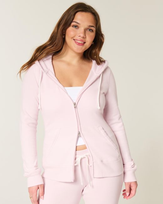 Hollister Zip-up Hoodie in Pink | Lyst UK