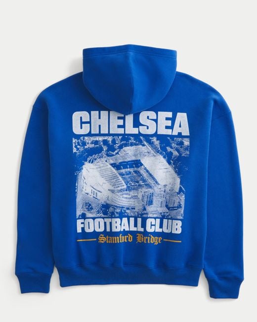 Hollister Boxy Chelsea Fc Graphic Hoodie in Blue for Men | Lyst UK