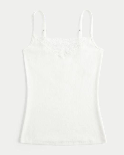 Hollister Lace Trim Cami in White | Lyst UK