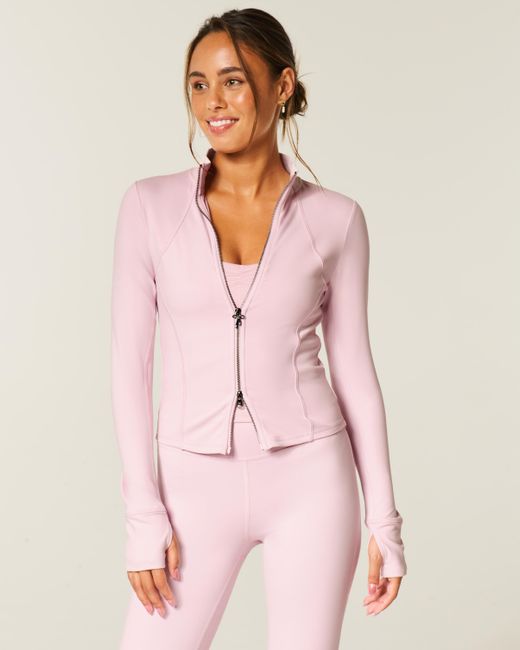 Hollister Gilly Hicks Active Recharge Bow Double Zip Jacket in Pink ...
