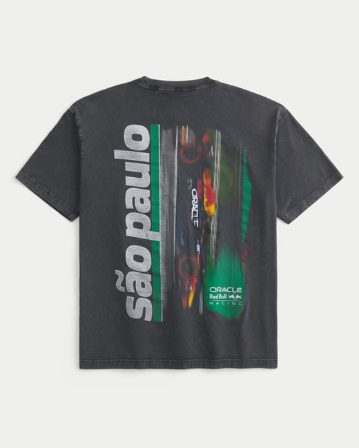 Hollister Boxy Oracle Red Bull Racing Graphic Tee in Black for Men ...