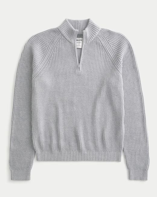 Hollister Relaxed Quarter zip Sweater in Grey for Men Lyst UK