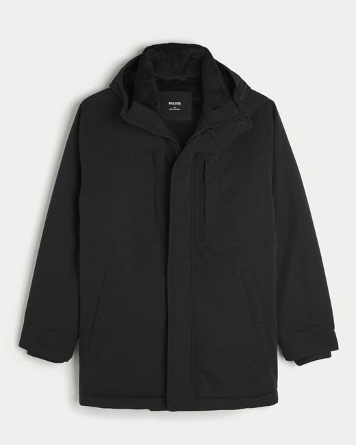 Hollister Faux Fur lined Parka in Black for Men Lyst UK
